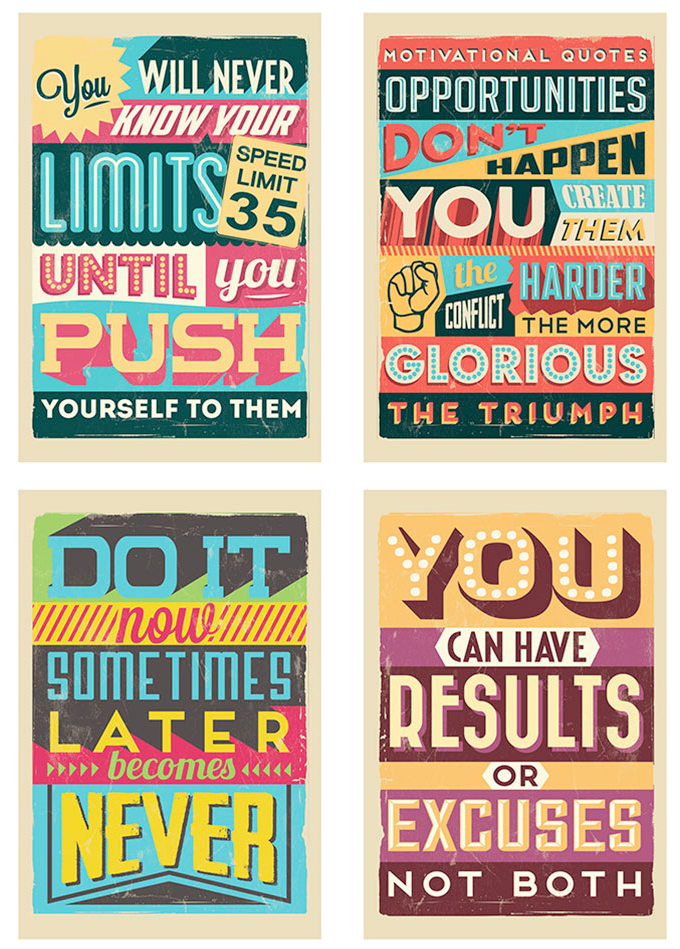 Printable Vintage Motivational Quote Posters