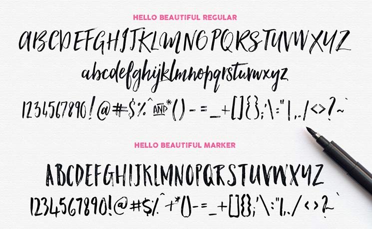 Hello Beautiful - A Lovely New Brush Font Duo